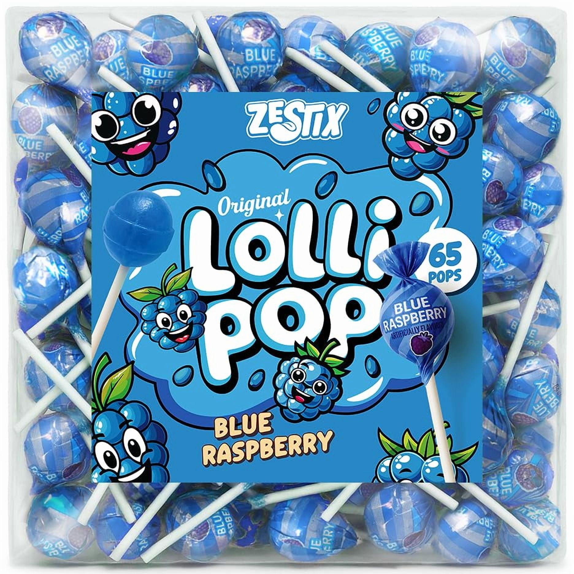 Blue Raspberry Mini Lollipops - MDA05 65 Count Bulk Candy Individually ...