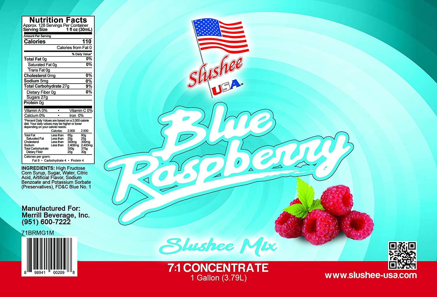 Blue Slushee Mix | Case of 4 x 1 Gallons - 512 oz | (Yields Approx. 385 ...