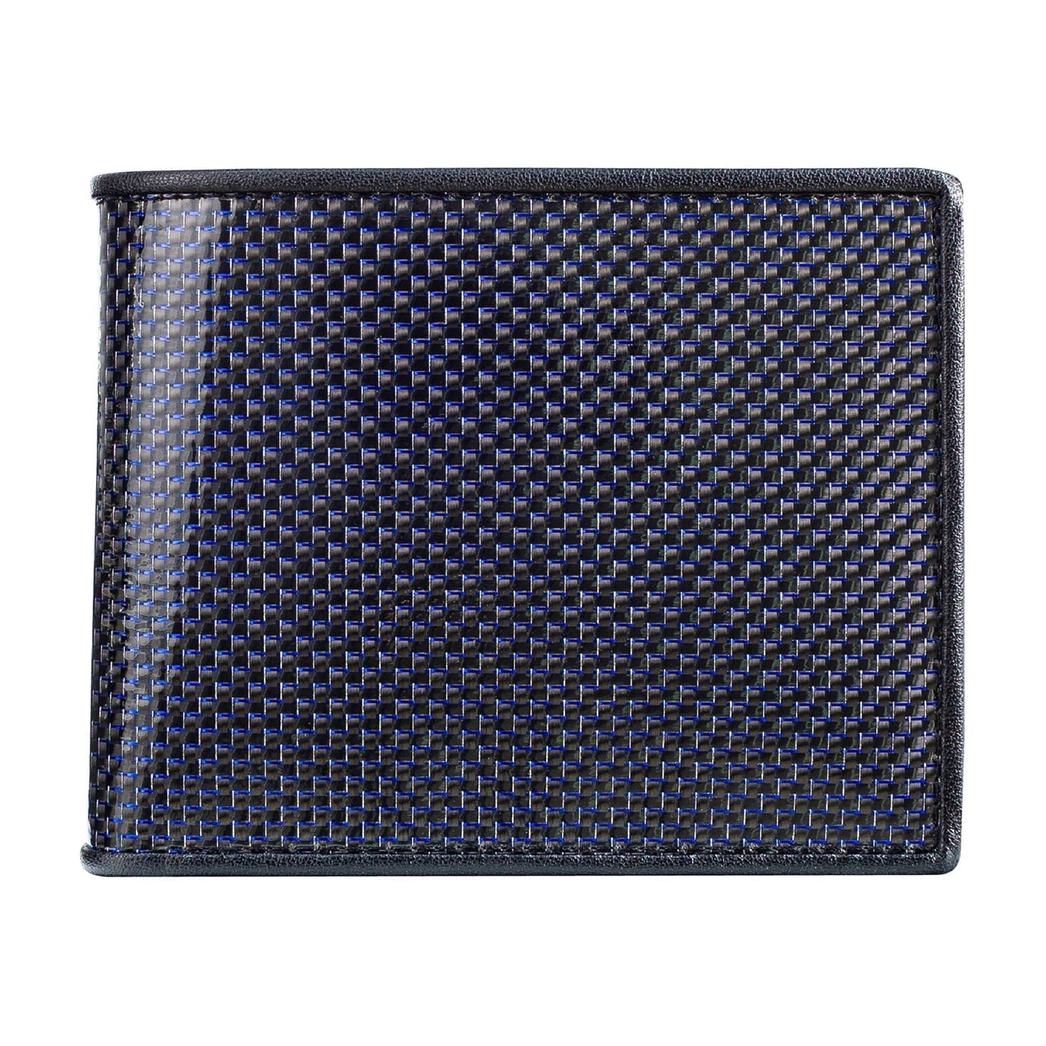 Blue Real Carbon Fiber Wallet for Men RFID Blocking Men's Wallet Front ...