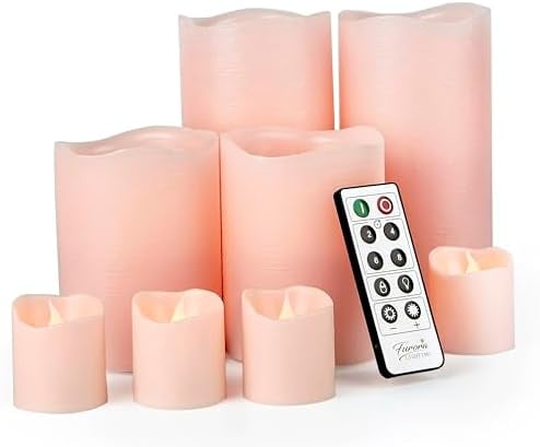 Blue Real Wax LED Candles with Remote and 6/18 Timer, 4 Pillars and 4 ...