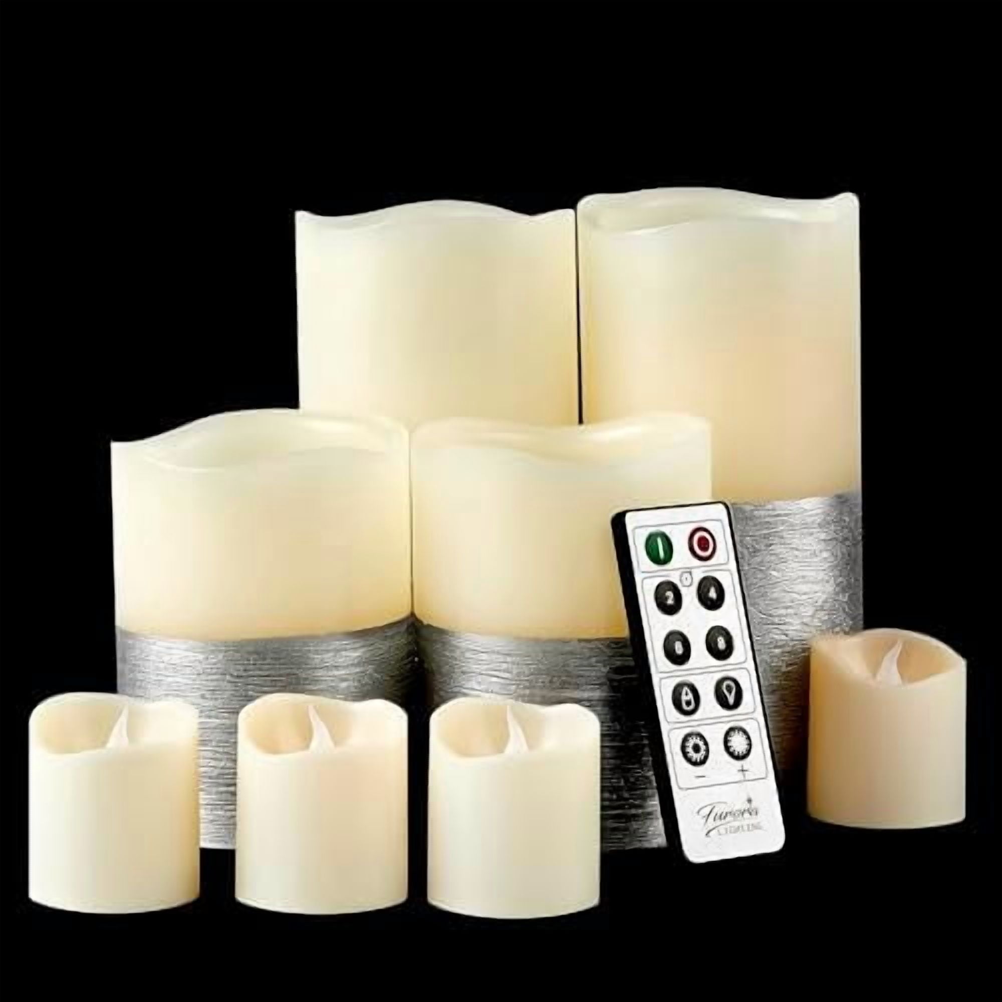 Blue Real Wax LED Candles with Remote and 6/18 Timer, 4 Pillars and 4 ...