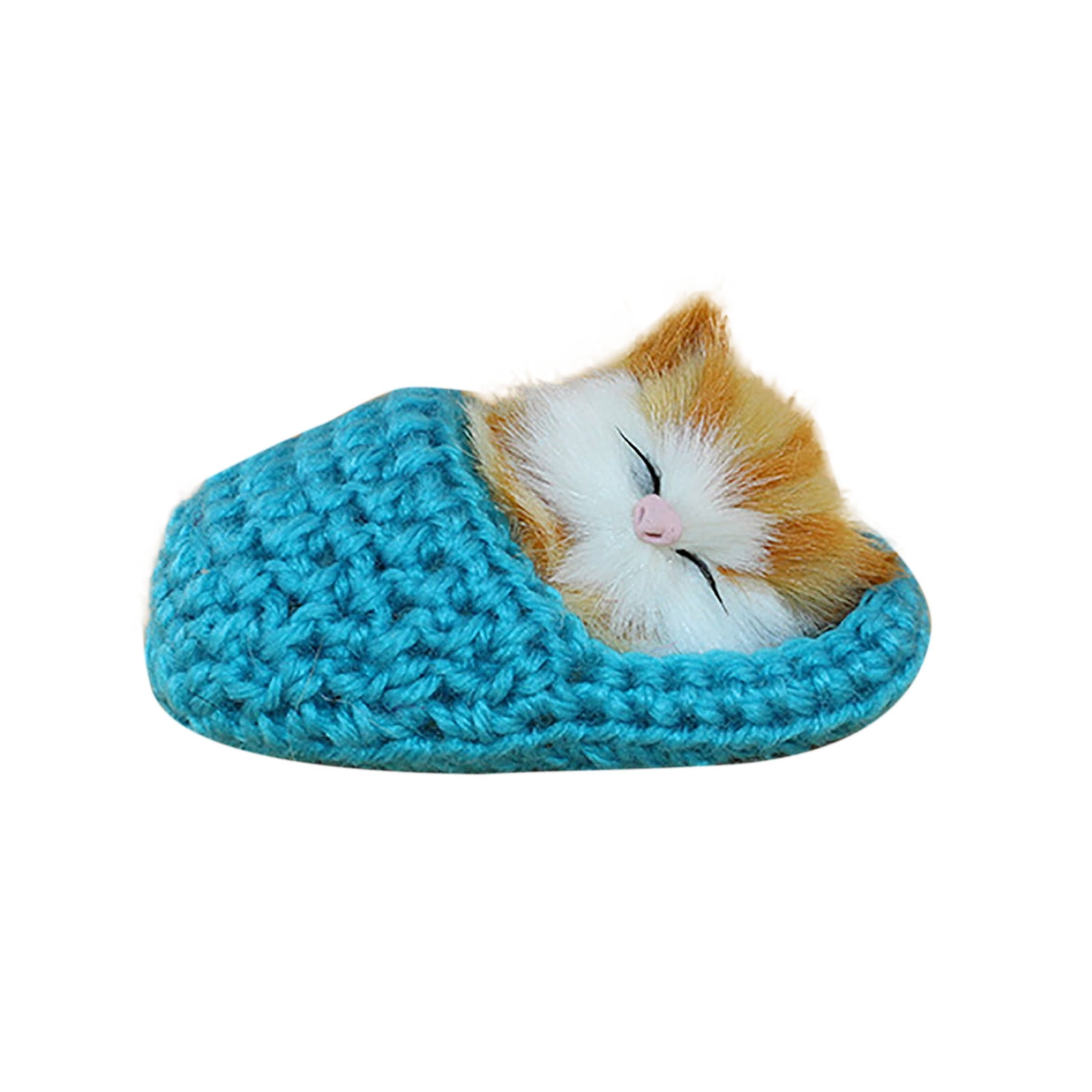 Blue Realistic Sleeping Cat Plush Toy With Sound 3.93X2.36 Inch Stuffed ...