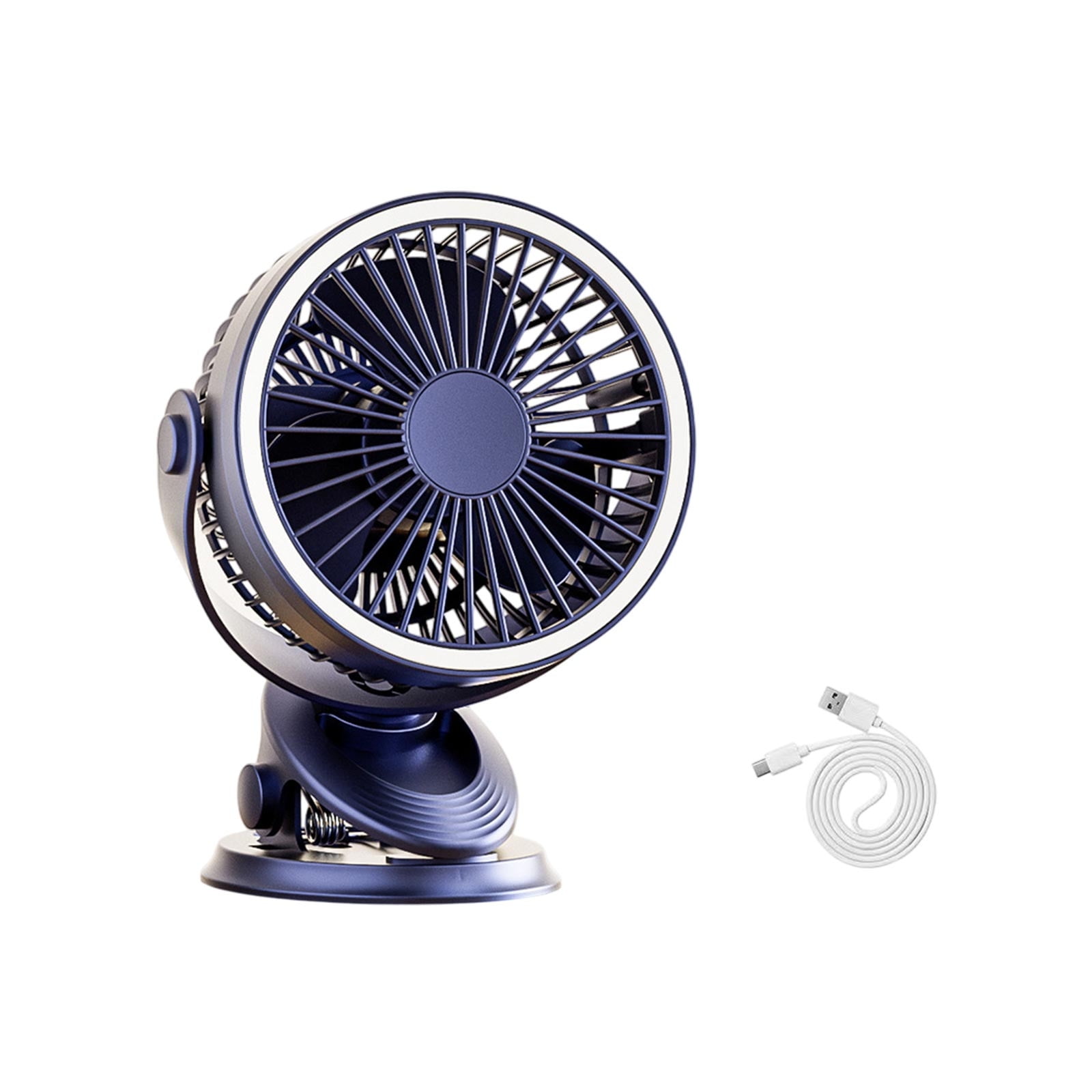 Blue Rechargeable Clip Fan Night Light Blue Finish Vertical Design 3 ...