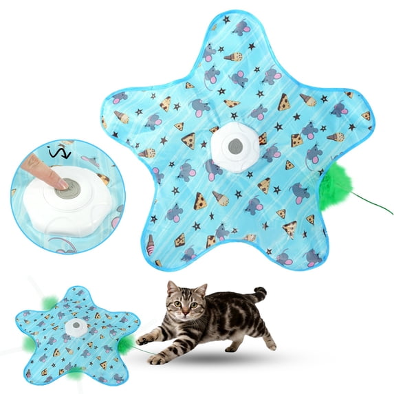 Blue Rechargeable Hide & Seek Cat Toy – USB Automatic with Feather ...