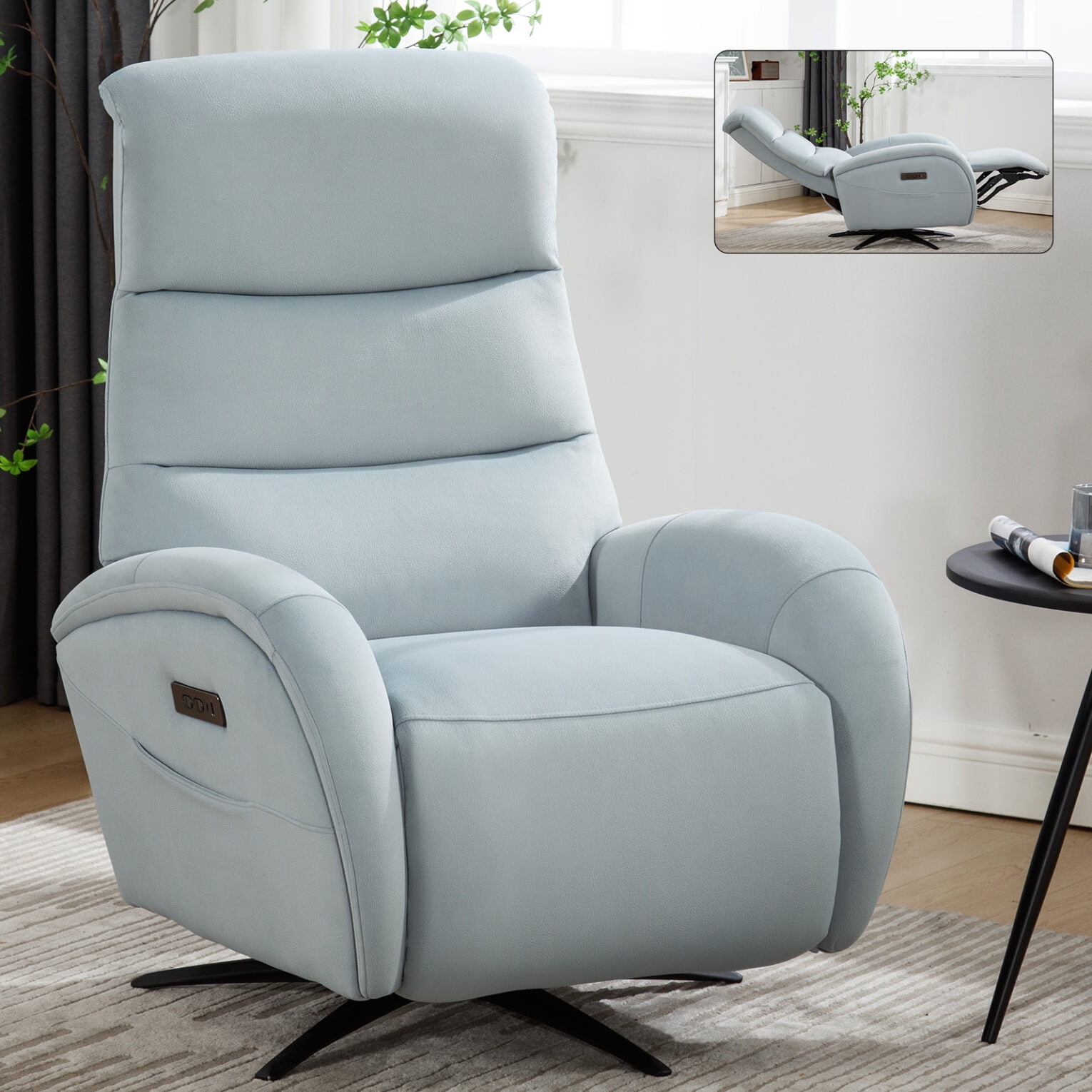 Blue Recliner Chair with 270° Swivel Function, Dual Motor Power ...
