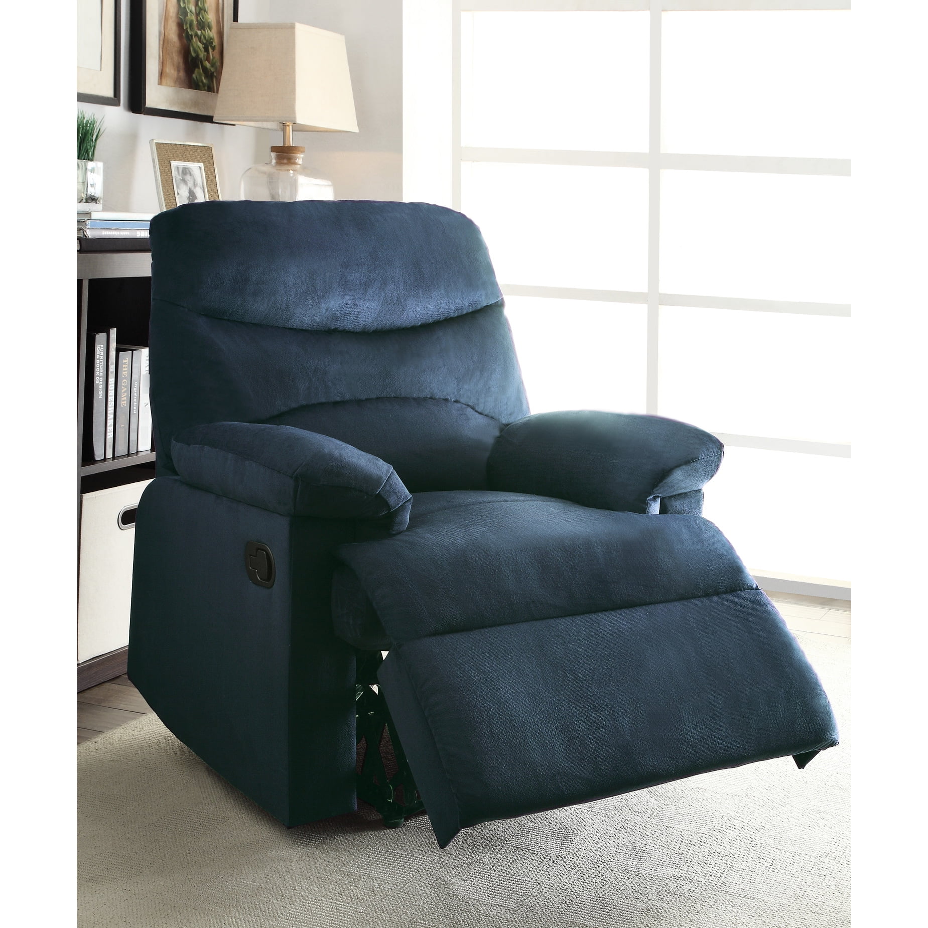 Blue Reclining Chair With Cozy Pillow Tops - Memory Foam And Manual For ...