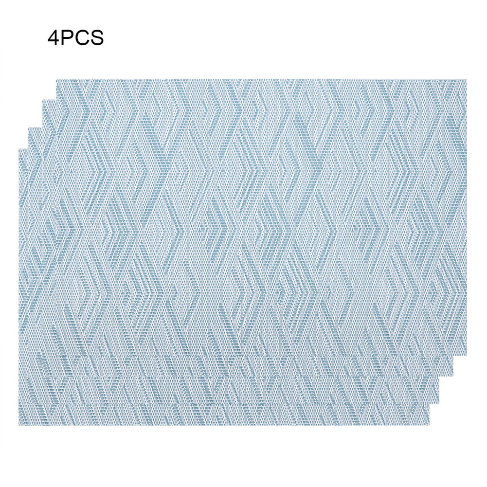 Blue Rectangle PVC Dining Table Mats, Set of 4, Protect & Decorate Your ...