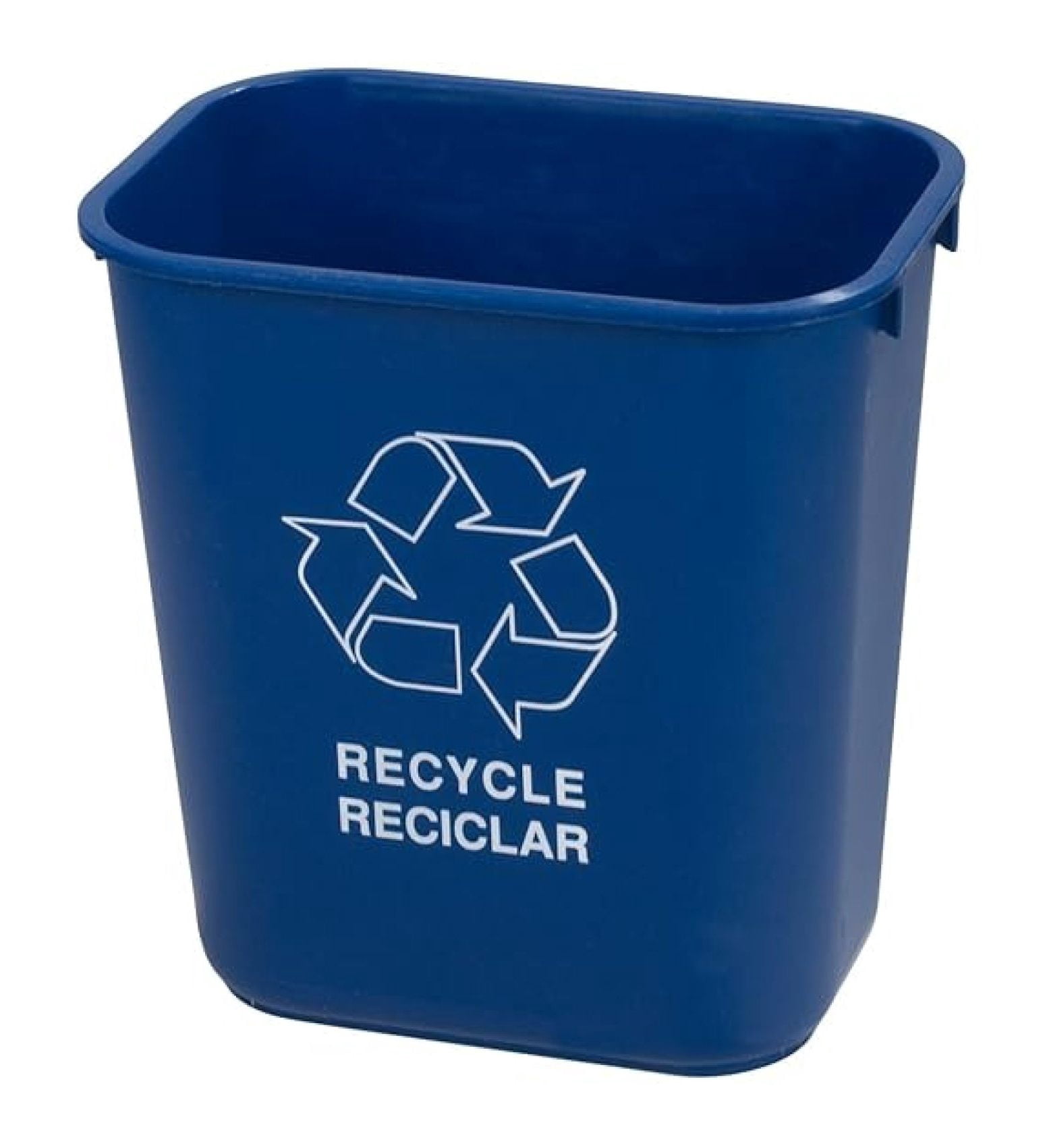 Blue Recycle Wastebasket - 13 Quart Desk Side Trash Can - Plastic ...