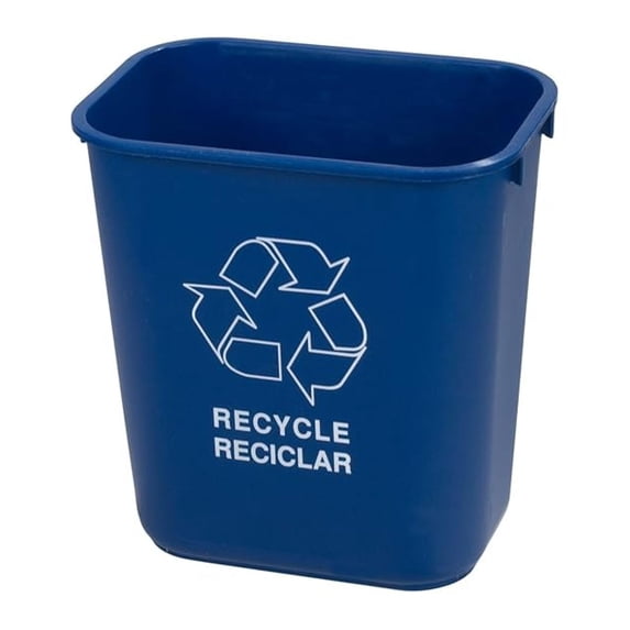 Blue Recycle Wastebasket - 13 Quart Desk Side Trash Can - Plastic ...