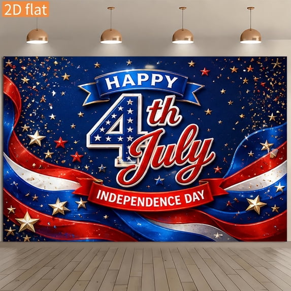 Blue And Red 4th of July Independence Day Celebration Party Backdrop ...