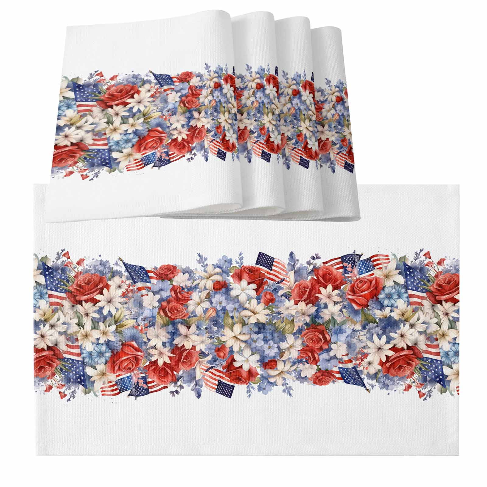 Blue Red 4th of July Placemats for Dinning Table Set of 6, Independence ...