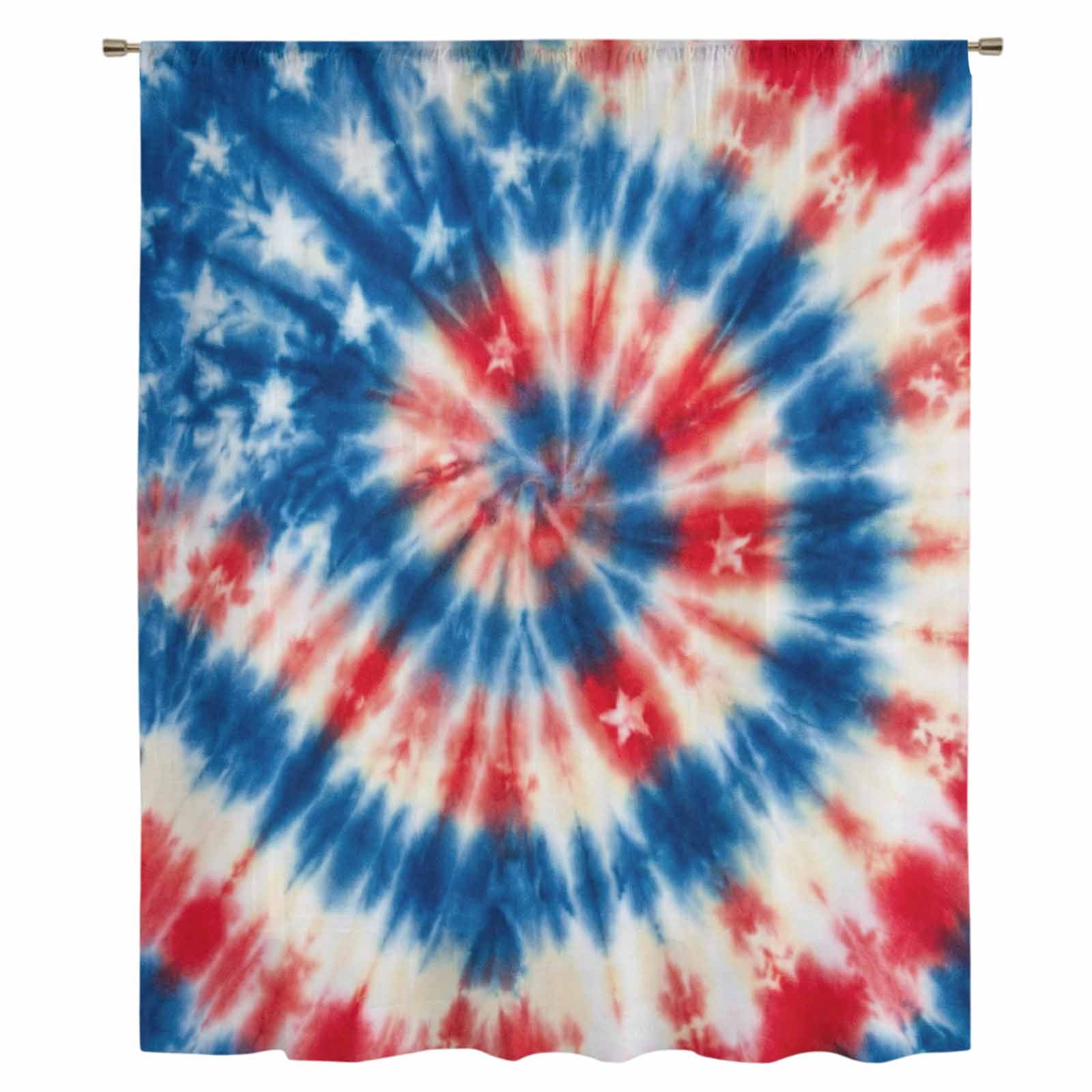 Blue Red American Flag Sheer Curtains 45 Inches Long, Abstract Art USA ...