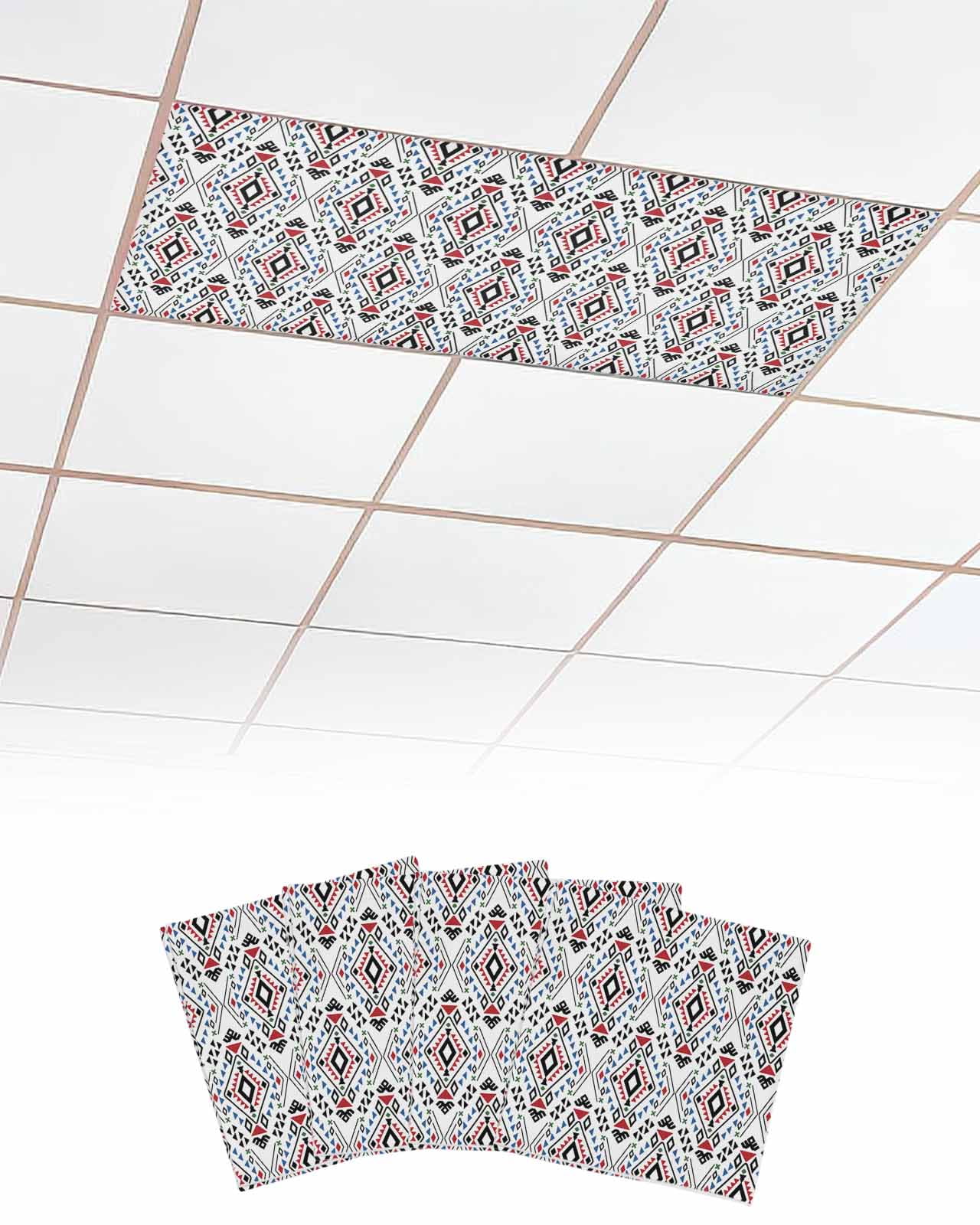Blue Red Black Geometric Fluorescent Light Covers for Ceiling Lights ...