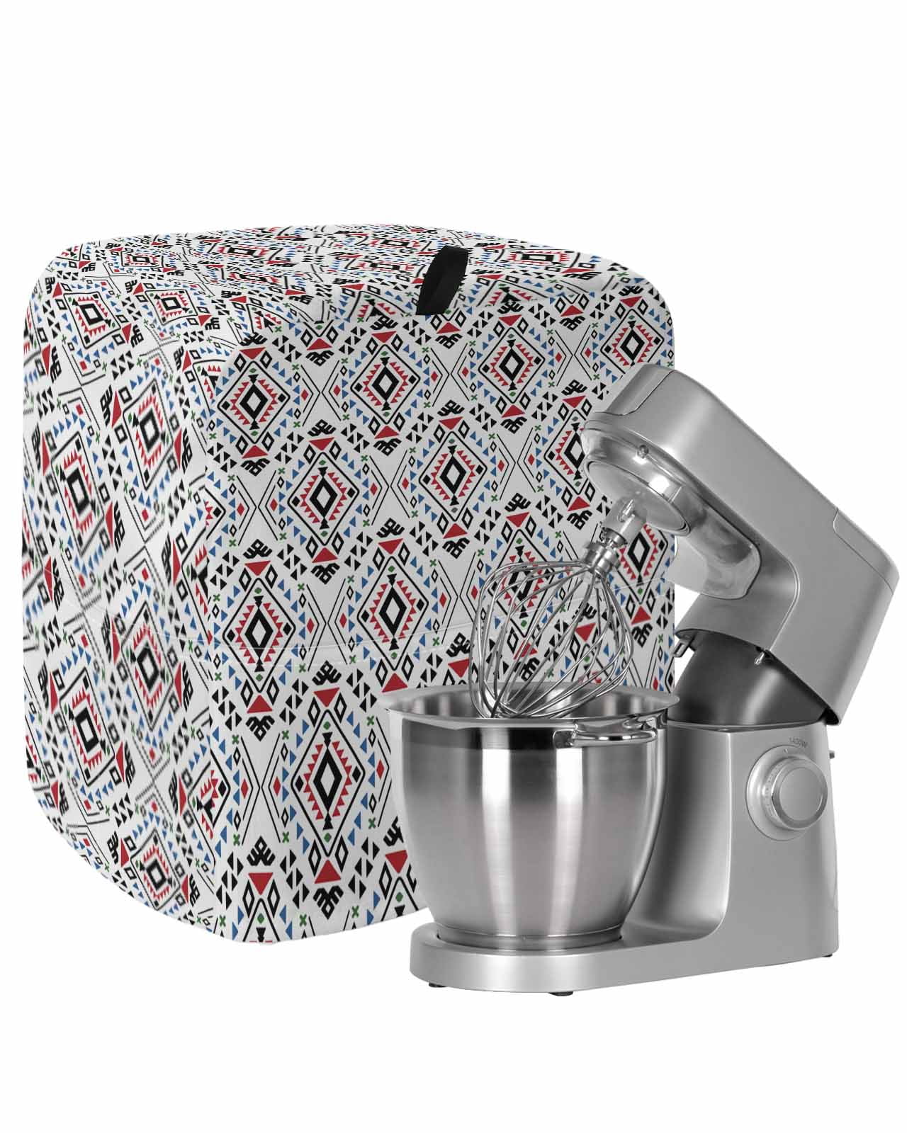 Blue Red Black Geometric Stand Mixer Dust Cover with Storage Pocket ...