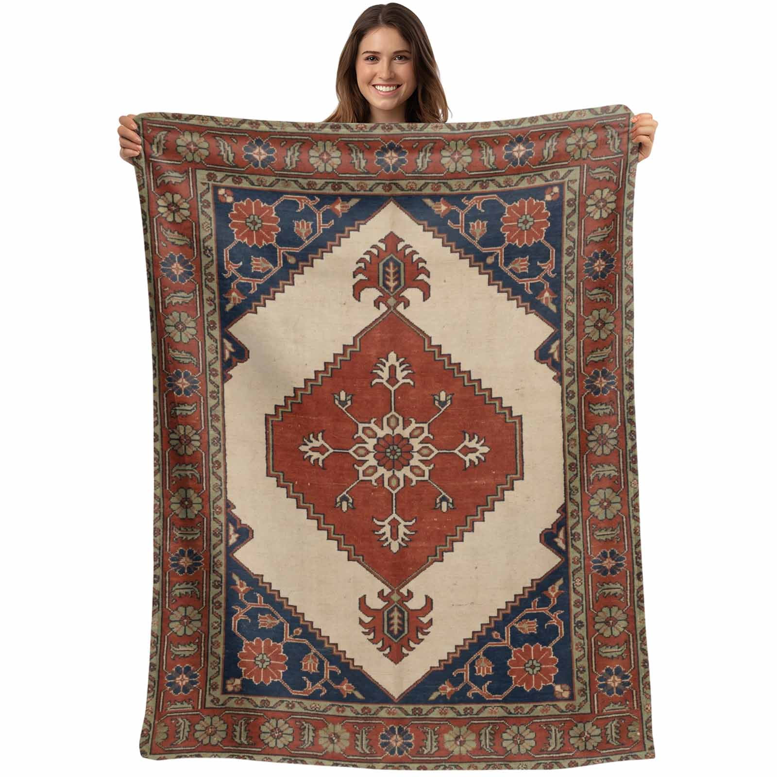 Blue Red Blanket Soft Cozy Warm Throw Blanket for Couch, Plush Fuzzy ...