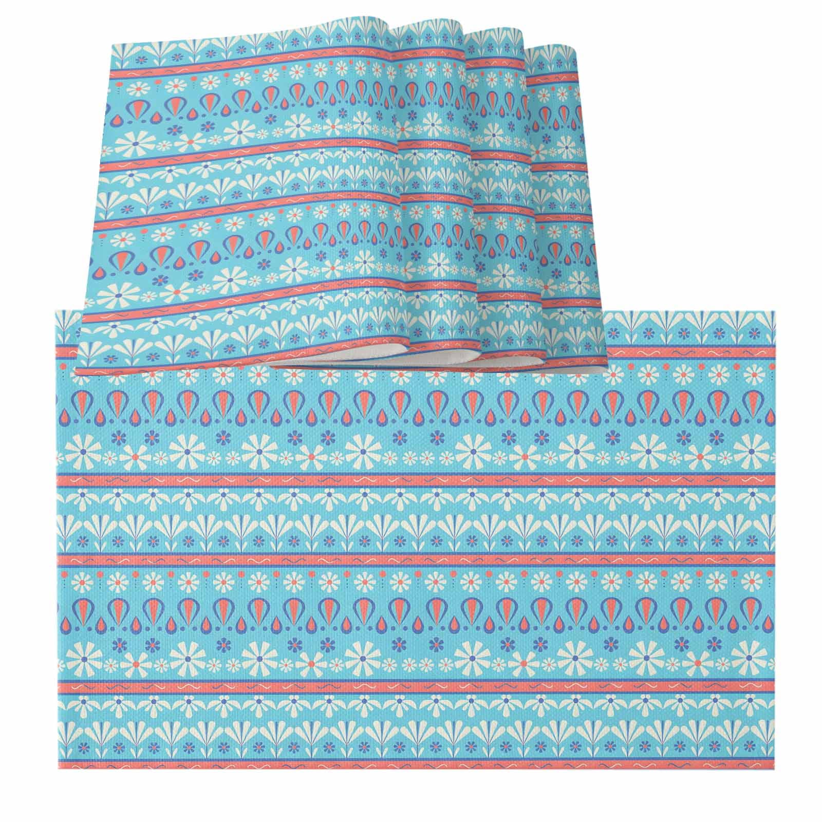Blue Red Boho Placemats for Dinning Table Set of 6, Vintage Ethnic ...