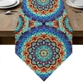 Blue Red Boho Table Runner Linen Burlap Table Runner 108 Inches Long ...