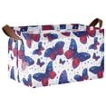 Blue Red Butterflies Pattern Collapsible Storage Bin Open Home Shelf ...