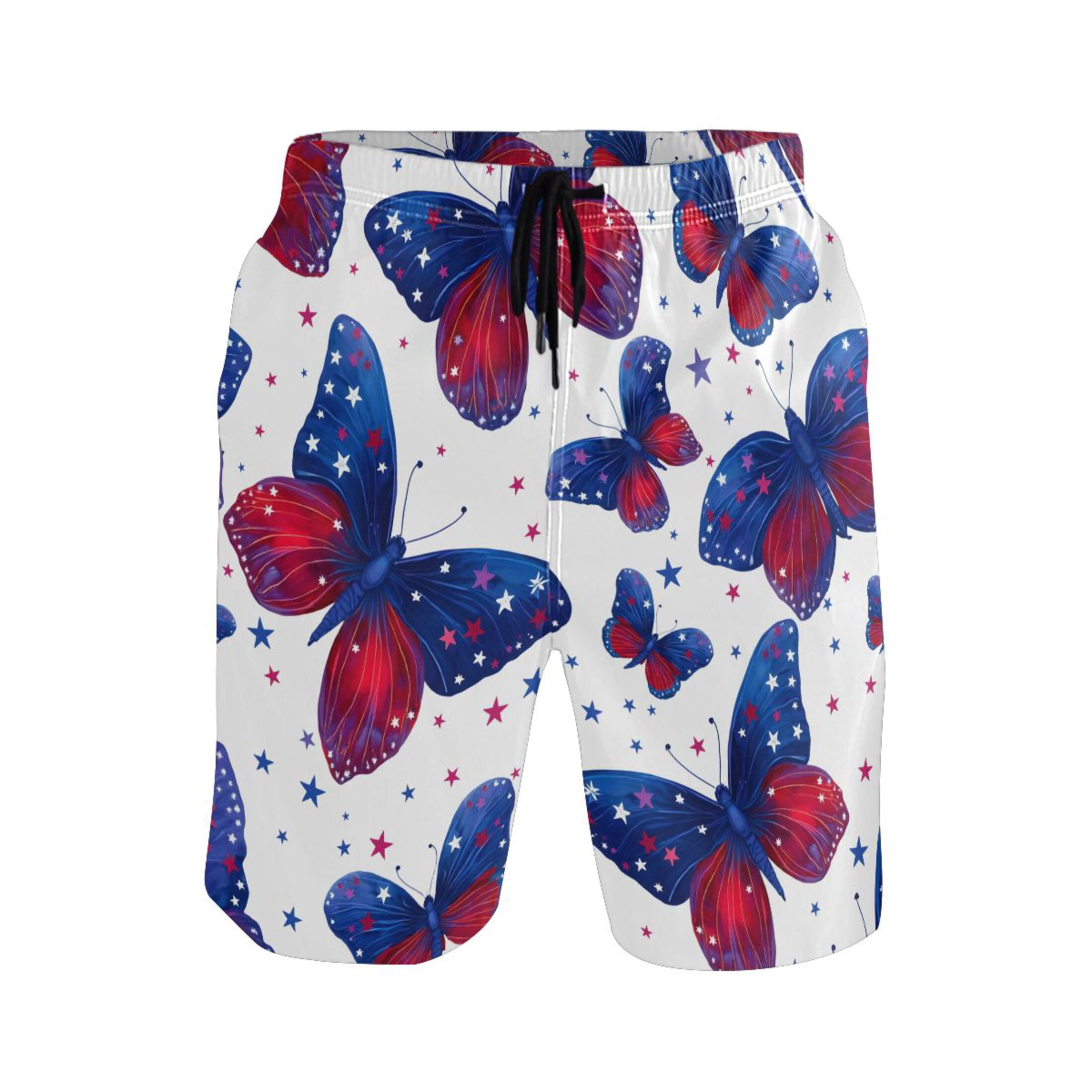 Blue Red Butterflies Pattern Mens Swim Trunks Quick Dry Board Shorts ...