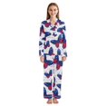 Blue Red Butterflies Pattern Women Pajama Set Soft Notch Collar Button ...