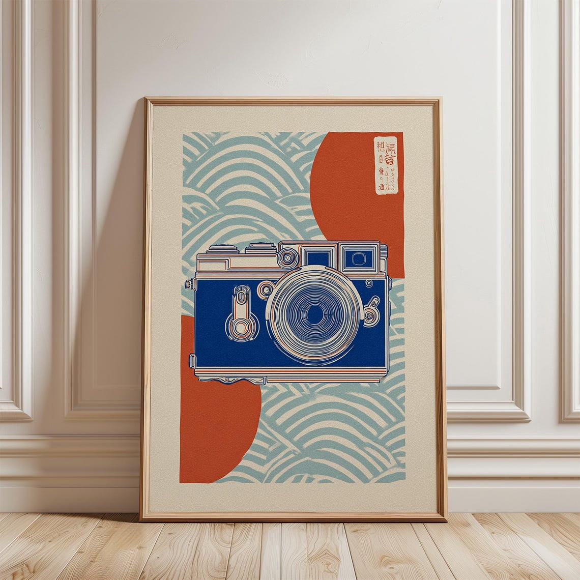 Blue Red Camera Graphic Film Illustration Japanese Wave Art Unframed ...