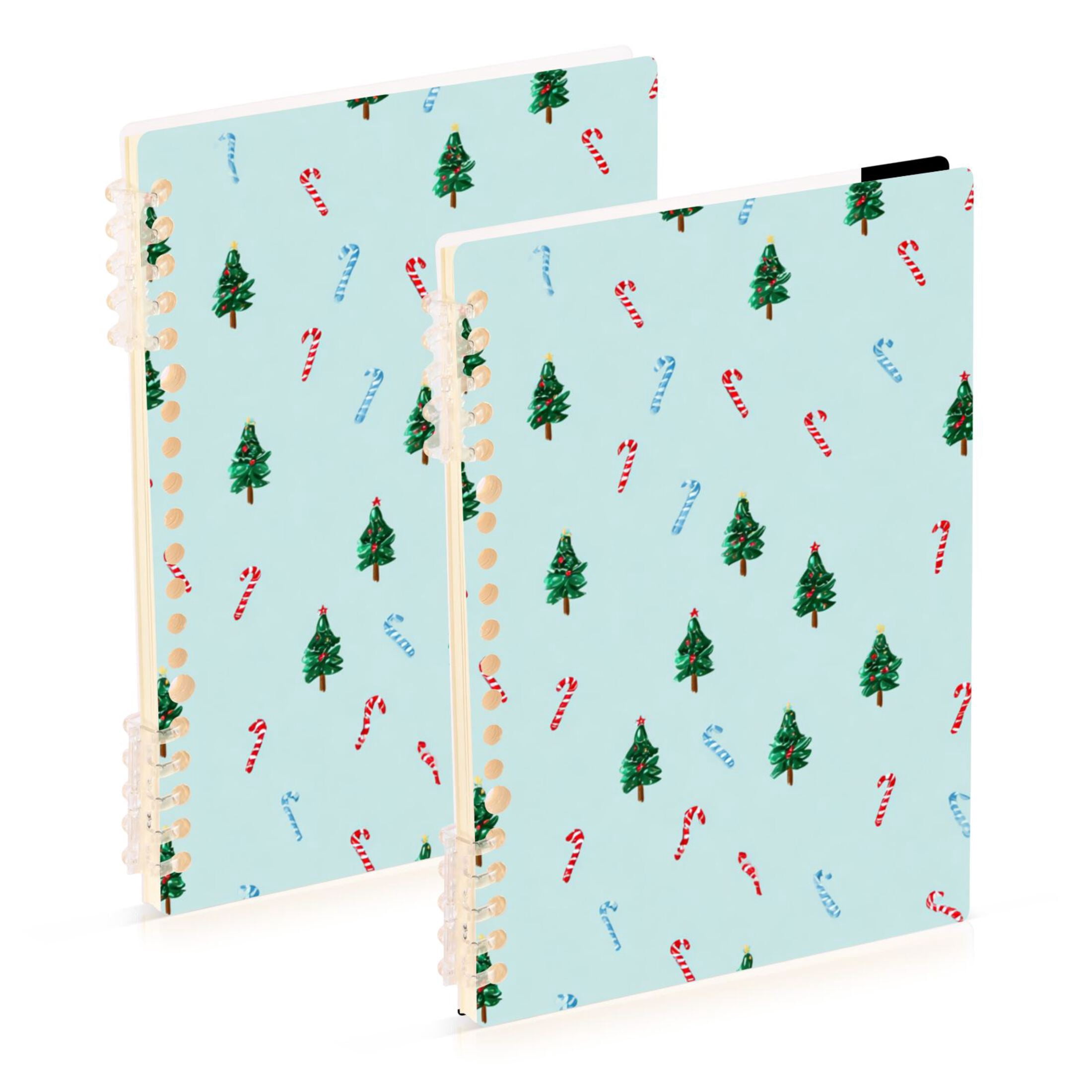Blue Red Candy Canes Christmas Trees Notebook Detachable Coil Notebook ...