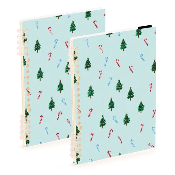 Blue Red Candy Canes Christmas Trees Notebook Detachable Coil Notebook ...