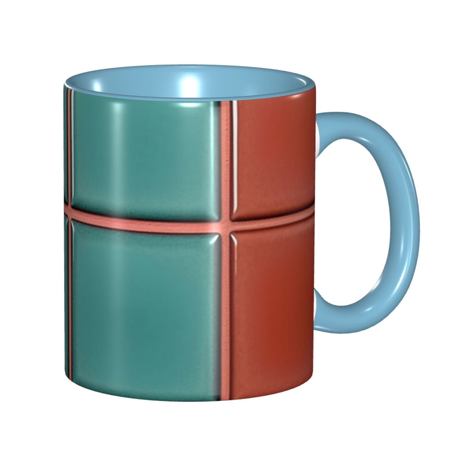 Blue Red Ceramic Square Coffee Mug Fun Custom Ceramic Mugs 11oz Sky ...