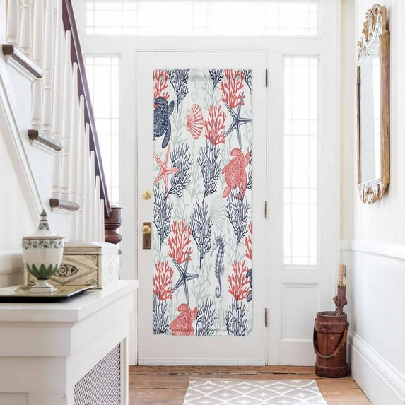 Blue Red Coastal Door Curtains for Door Window, French Sidelight Front ...