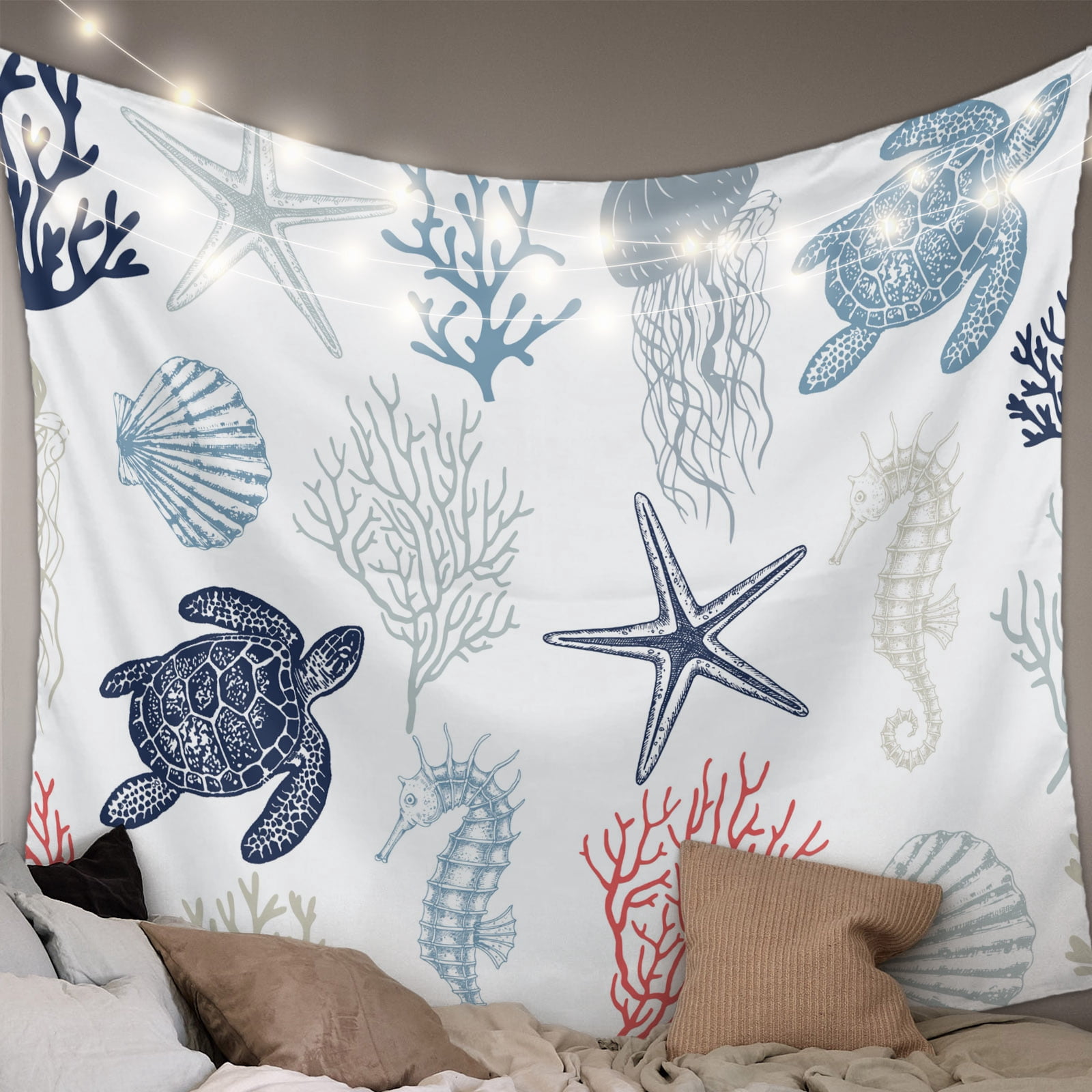 Blue Red Coastal Large Tapestry for Bedroom Wall Hanging Tapestry ...
