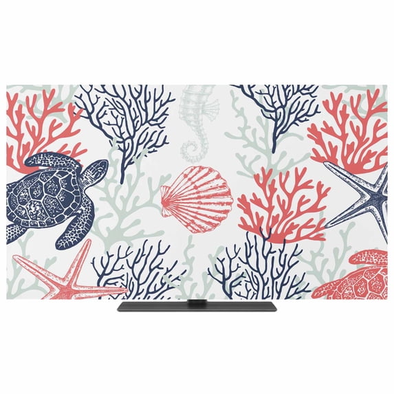 Blue Red Coastal TV Dust Cover,Stretchable TV Screen Desktop Computer ...
