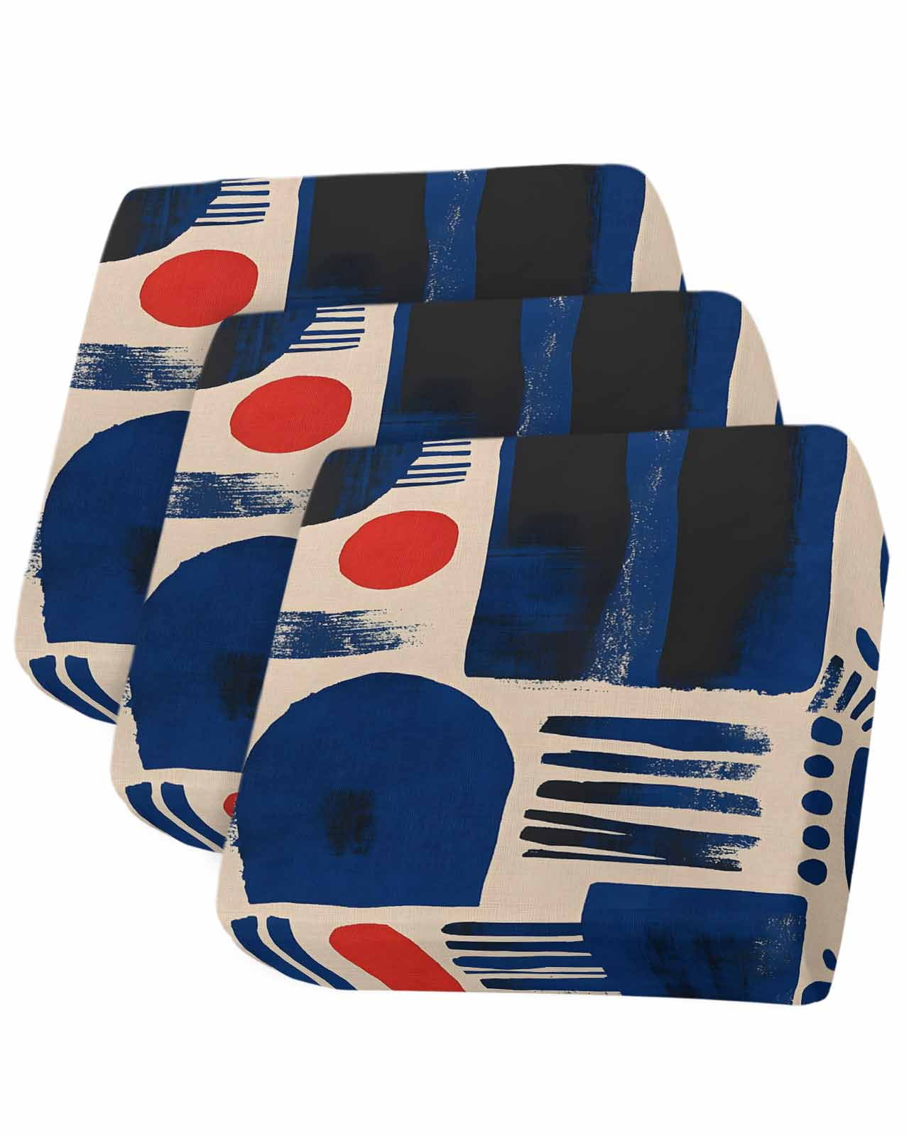Blue Red Color Block Sofa Couch Cushion Covers Washable, Removable ...