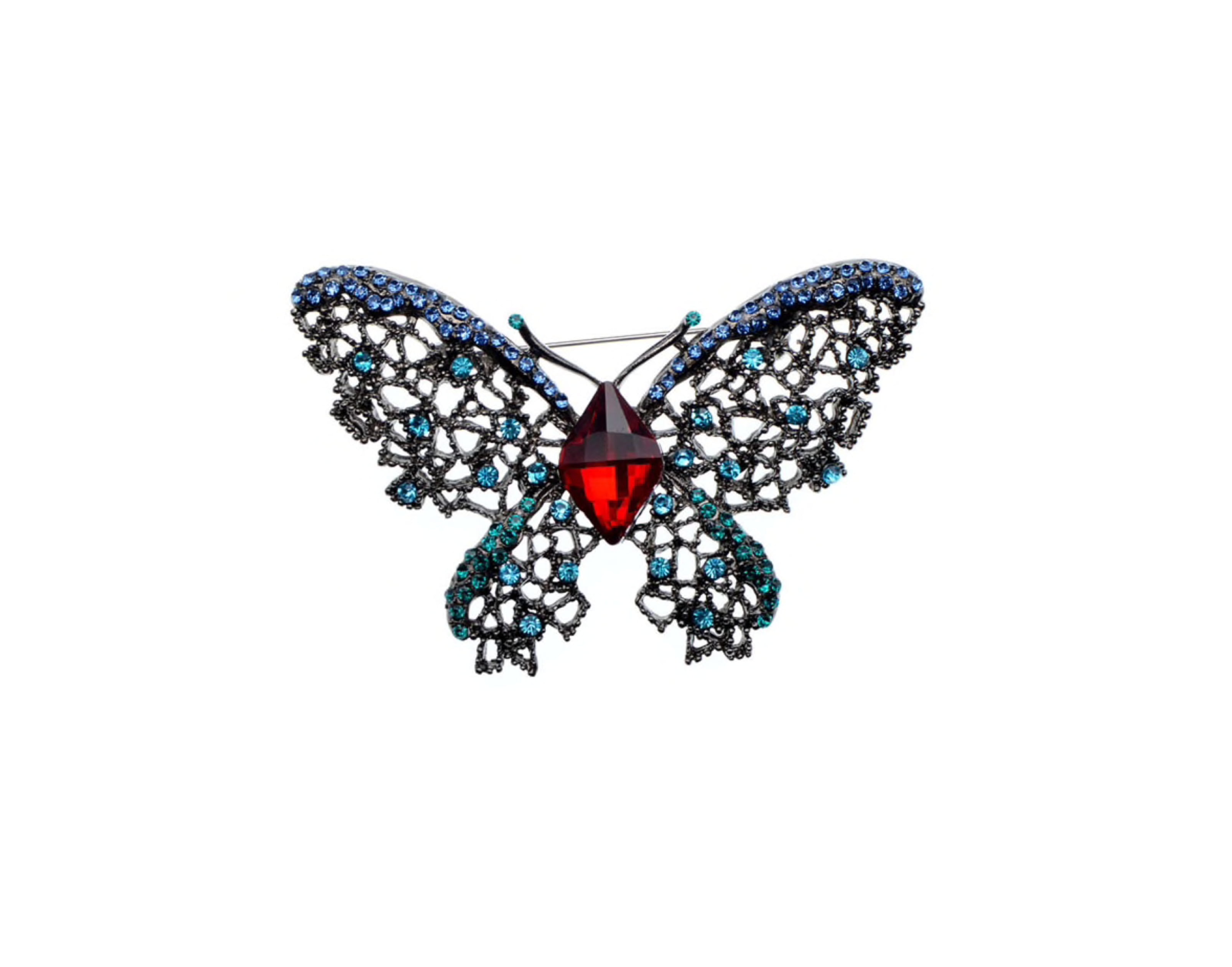 Blue Red Crystal Butterfly Brooch - Walmart.com