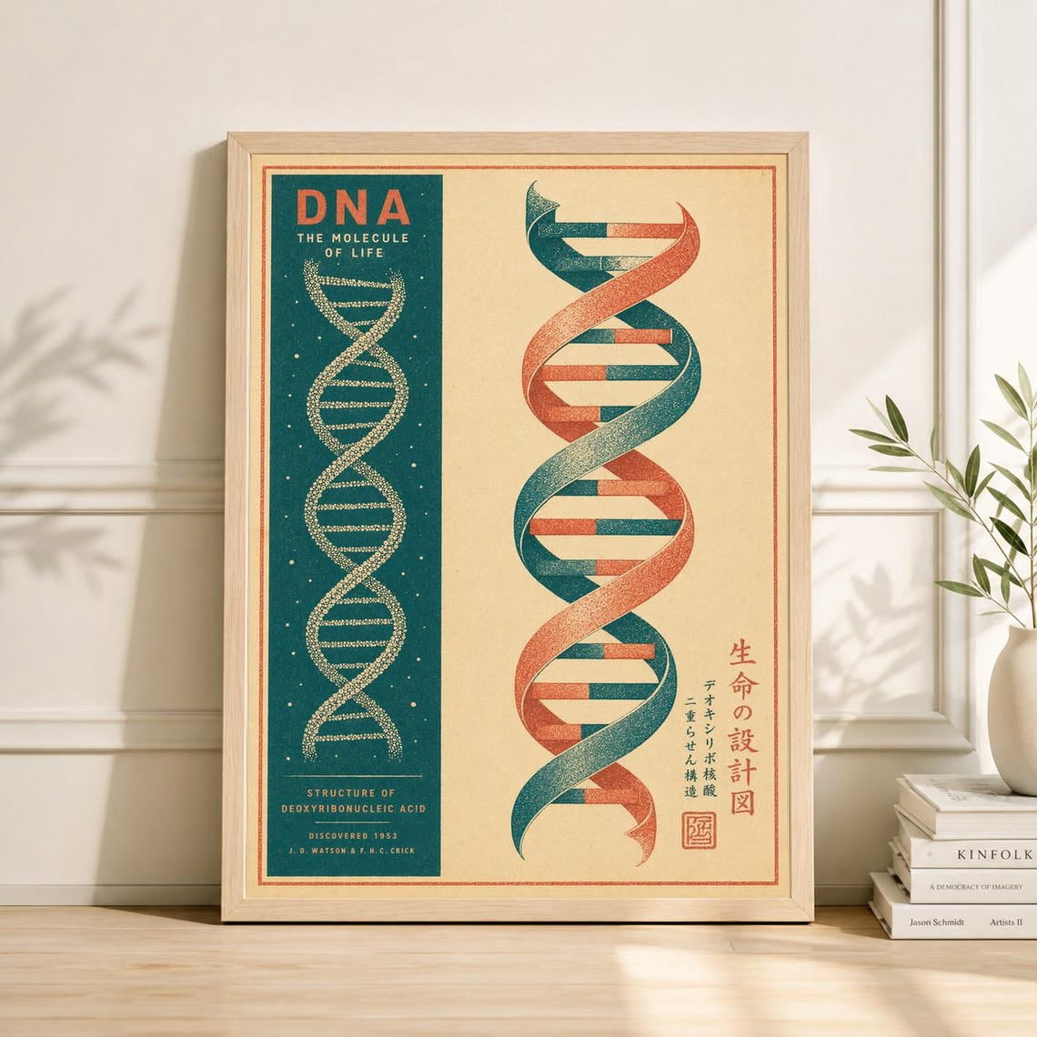 Blue Red DNA Helix Wall Art Print, Unframed Paper Poster 16x20in ...