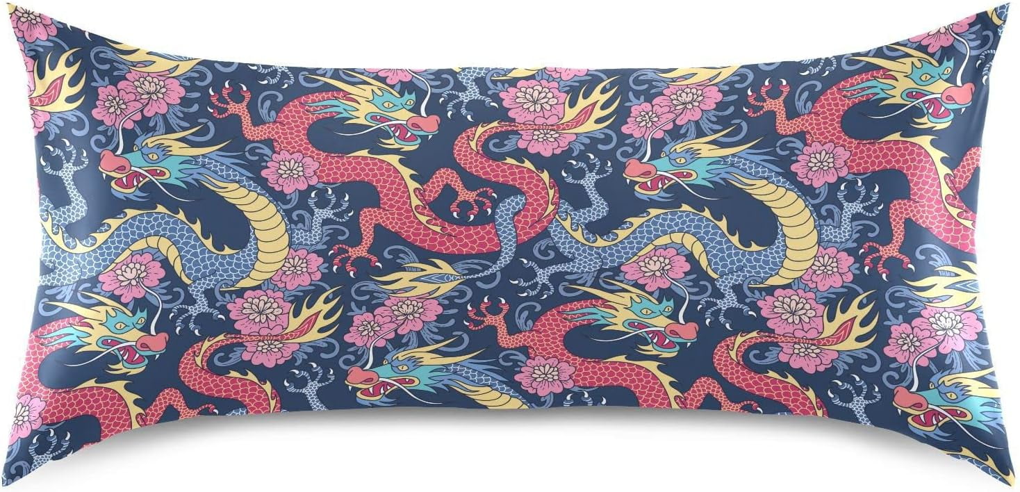 Blue and Red Dragons Fighting Silky Satin Pillowcase, Luxury Soft ...