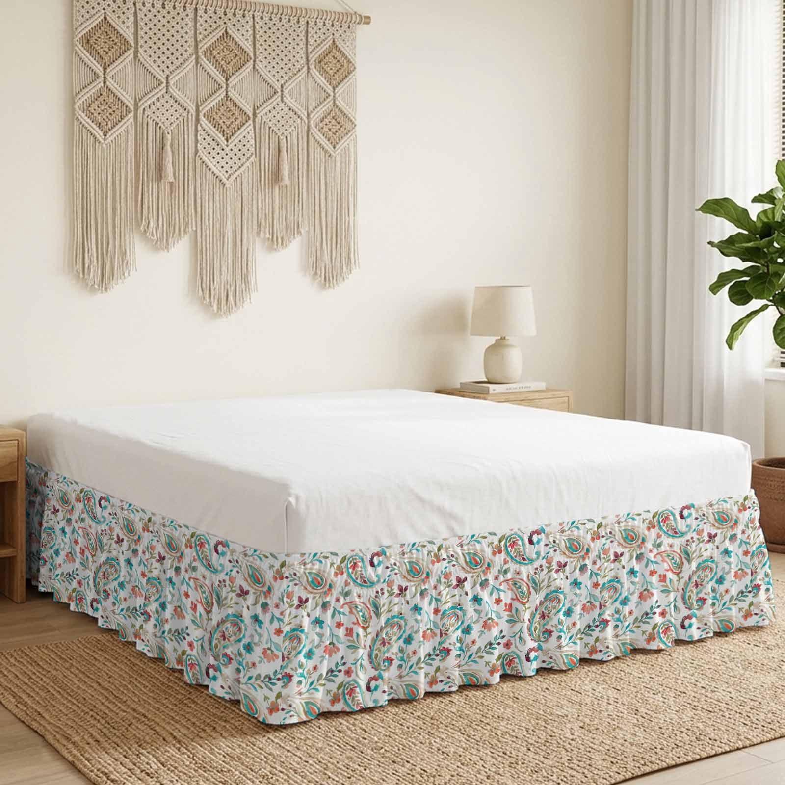 Blue Red Floral Bed Skirt Bed Skirts Queen Size 18 Inch Drop ...