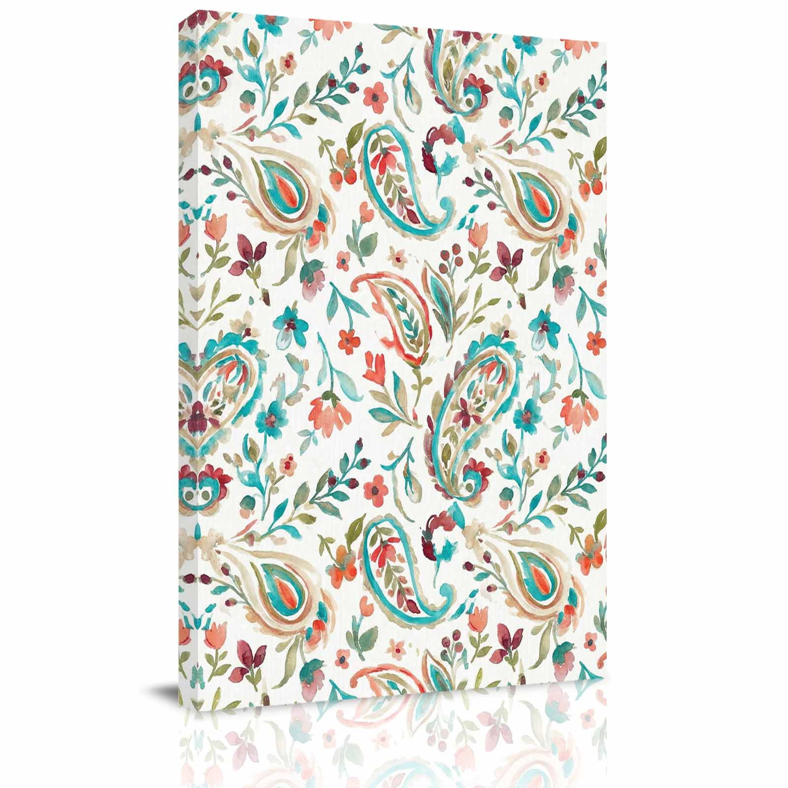 Blue Red Floral Canvas Wall Art for Living Room, Watercolor Abstract ...