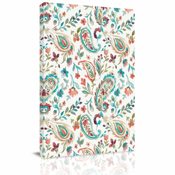 Blue Red Floral Canvas Wall Art for Living Room, Watercolor Abstract ...