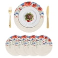 Blue Red Flowers Round Placemats Set of 4 Elegant Spring Floral ...