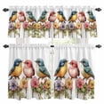Blue Red Geen Bird Kitchen Curtains Set for Windows, Spring Pink Flower ...