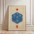 Blue Red Geometric Poster Hexagon Abstract Modern Graphic Wall Art ...