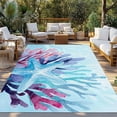 Blue Red Gradient Starfish Coral Indoor Outdoor Rugs 4x6 Ft, Watercolor ...