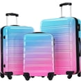 Blue Red Hardshell Luggage Set 3-Piece Expandable Spinner Suitcase with ...