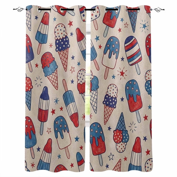 Blue Red Ice Cream Blackout Curtains for Bedroom/Living Room, Thermal ...