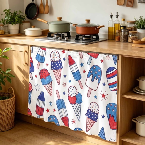 Blue Red Ice Cream Cabinet Curtains 35''x35'', 4th of July 250th ...