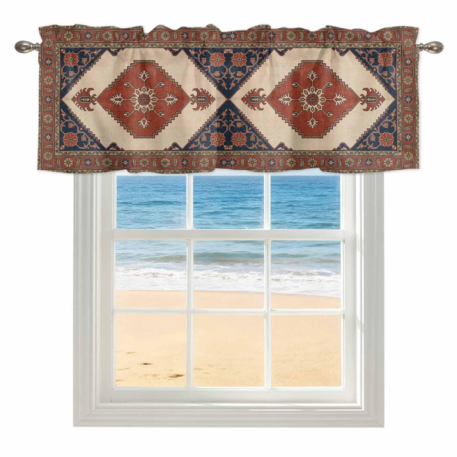 Blue Red Kitchen Valances for Windows 42x12 Inch Kitchen Curtains ...