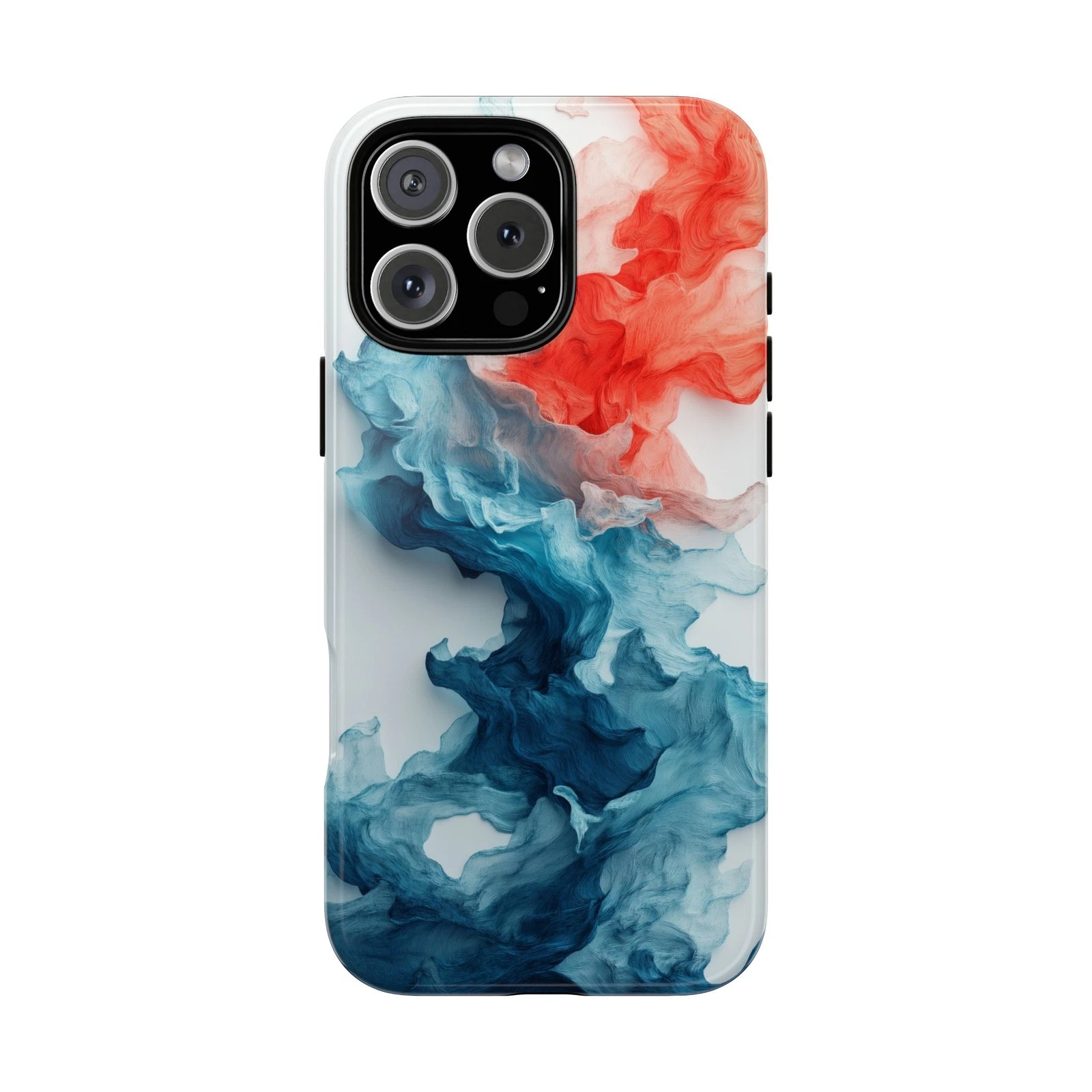 Blue Red Liquid Smoke Waves Phone Case for iPhone 11 to 16 Pro Max ...