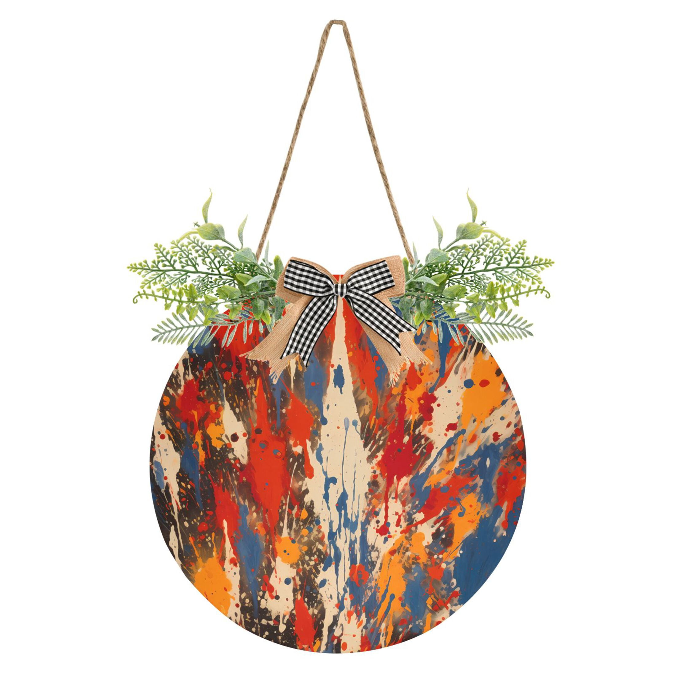 Blue Red Orange Tie Dye Welcome Front Door Sign Round 12 inch Porch ...