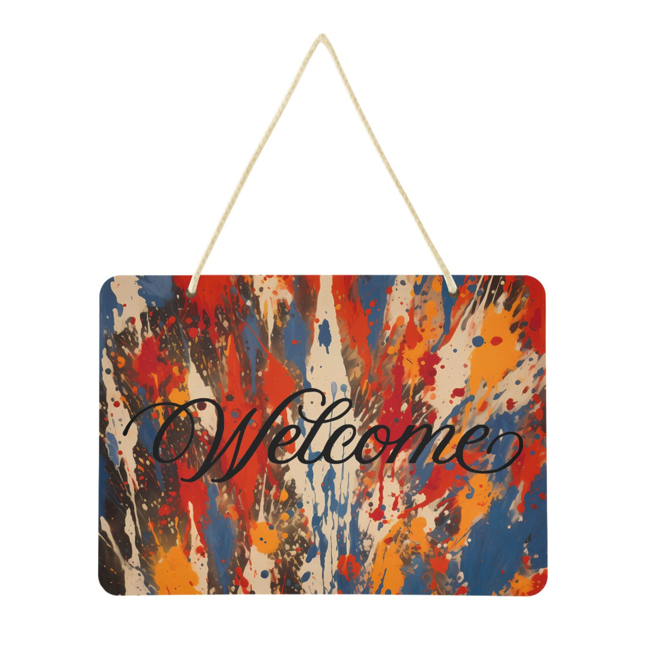 Blue Red Orange Tie Dye Welcome Sign Front Door PVC 14x10 inch Hanger ...
