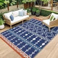 Blue Red Outdoor Rug Carpet, Waterproof Plastic Straw Patio Rug, Modern ...